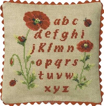 Kit coussin abc coquelicots à broder au point compté Princesse