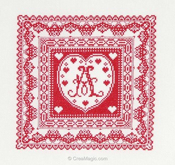 Kit point de croix initiales de dentelle chez DMC