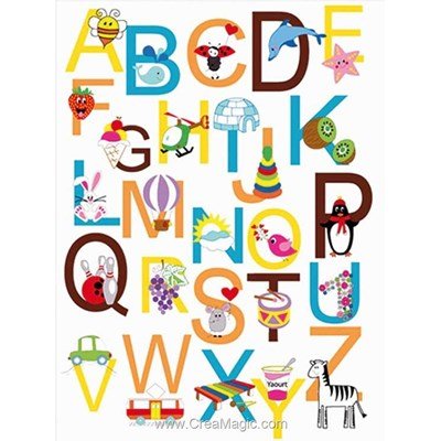 Broderie imprimée tableau abc 7493 de Princesse à broder