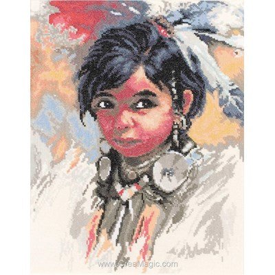 Kit à broder indian girl sur etamine 35005 de Lanarte