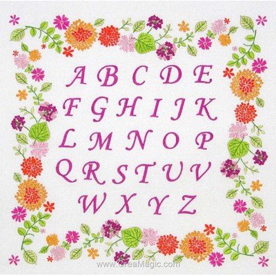 Broderie imprimée abc frise de fleur 7681 de Princesse à broder