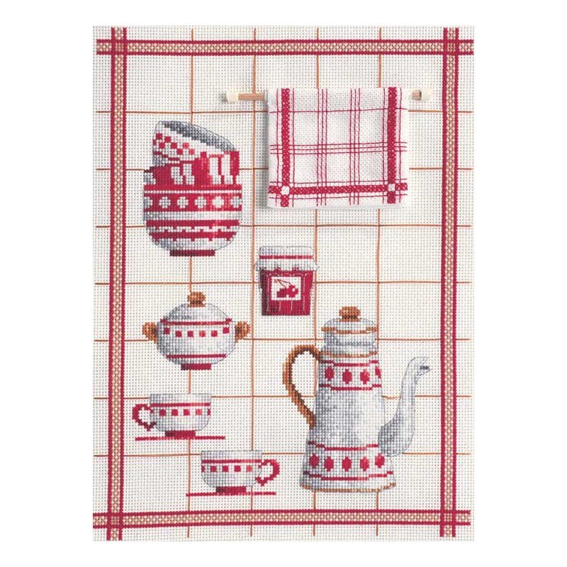Point de croix DMC à broder Petit déjeuner au torchon kit broderie XC1328A