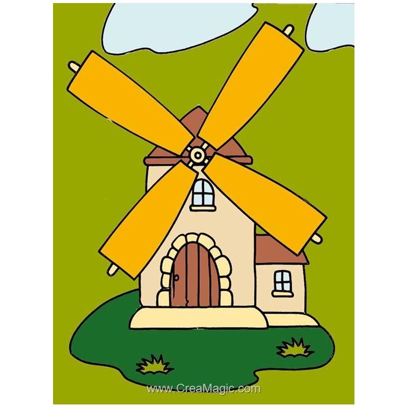 Kit canevas à broder tourne petit moulin Luc Création