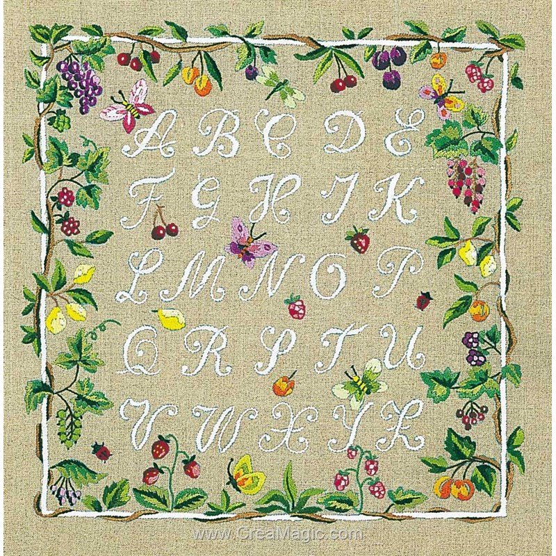 Kit de broderie imprimée Princesse abc fruits à broder