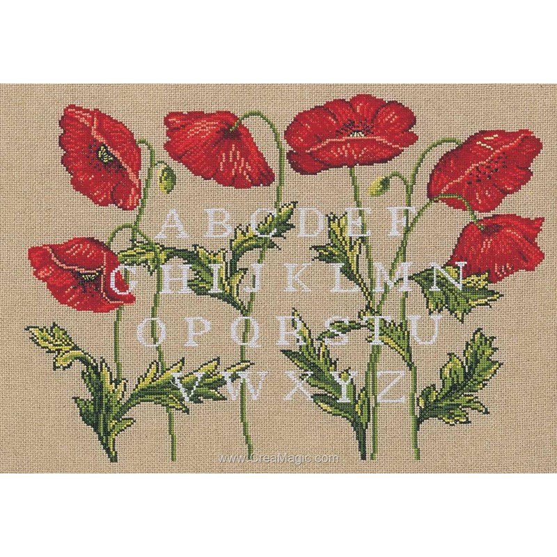 Broderie abc fleurs de coquelicots chez Marie Coeur