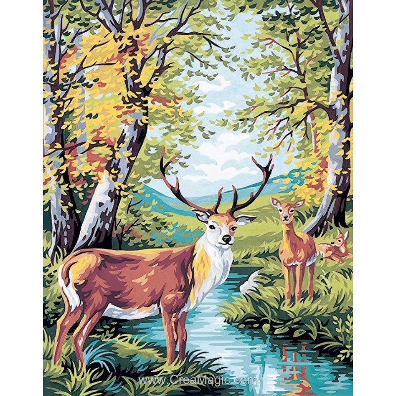 Canevas cerf au coeur de la forêt - Royal Paris